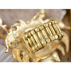 Alilang Multicolor Rhinestone Crystal Lunar New Year Chinese Zodiac Eastern Dragon Lion Head Ring