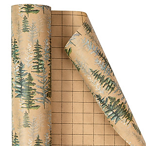 RUSPEPA Christmas Wrapping Paper, Jumbo Roll Kraft Paper - Christmas Tree Design for Holiday Gift Wrap - 30 Inches x 100 Feet