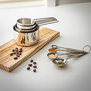 Tribal Cooking Metal Measuring Cups and Spoons Set - 8 Pieces - Professional Stainless Steel - Measuring Spoons Set - Measure Dry or Liquid Ingredients - Measuring Cups Sets for Baking and Cooking