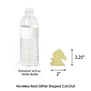 Gold Glitter Horse Party Straws - No-Mess Real Gold Glitter Cut-Outs and Decorative Kentucky Horse Derby Horse Race Party Paper Straws - Set of 24