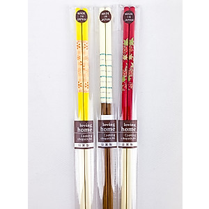 Set of 3 Assorted Cooking Chopsticks, Made in Japan, Natural Bamboo Saibashi, 13inches, Cute Shiba Inu Pattern, Traditional Japanese pattern, Simple Modern Pattern, Colorful Pattern