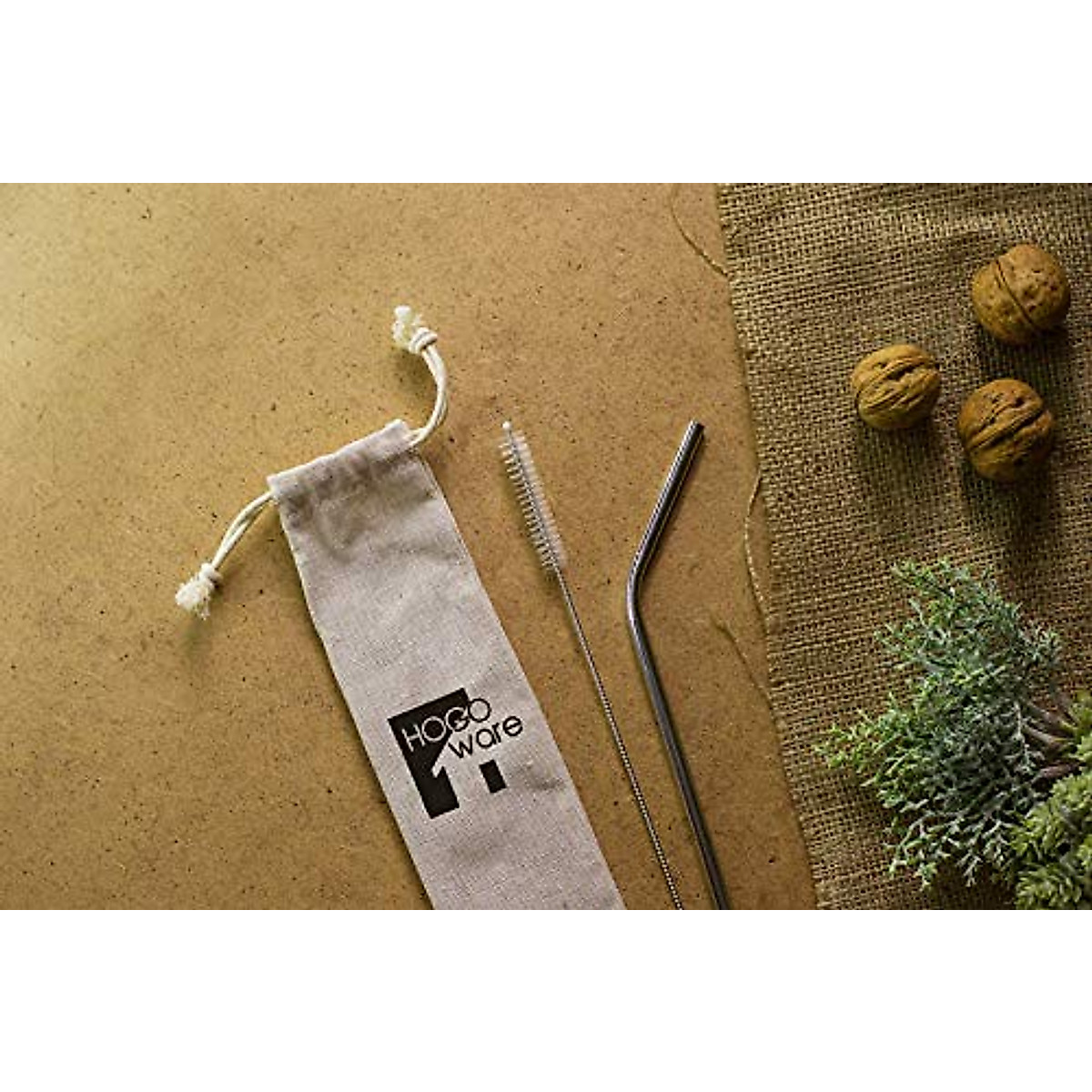 HOGOWARE Reusable Stainless-Steel Metal Drinking Straws with Travel Case and Cleaning Brush, Great for Yeti Tumblers and Smoothies, Rose Gold (Straight, 10.5), 2 Pack