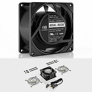 AC Infinity AXIAL 8038, Quiet Muffin Fan, 120V AC 80mm x 38mm Low Speed, UL-Certified for DIY Cooling Ventilation Exhaust Projects