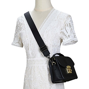 Allzedream Thick Purse Strap Wide Adjustable Replacement Crossbody Bag Handbag (Black-GBH-Leather tip)