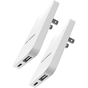 Type C Flat Wall Charger, Galvanox Ultra Slim (Multi-Port Power Adapter) for iPhone 11/12/13 iPhone 14 Pro/Max and Samsung Galaxy Models, 20W Fast Charging Outlet Plug - 2 Pack (Dual USB-C USB-A)