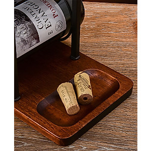 Fadak Wine Rack with Glass Stand, Countertop Wine Rack, Wooden Wine Rack with Trays, Perfect Home Decor & Kitchen Storage Rack, etc. (A)