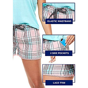 U.S. Polo Assn. Summer Pajamas for Women 2 Piece with T-Shirt and Shorts - Summer PJs for Women Set (Mint W/Pockets, Large)