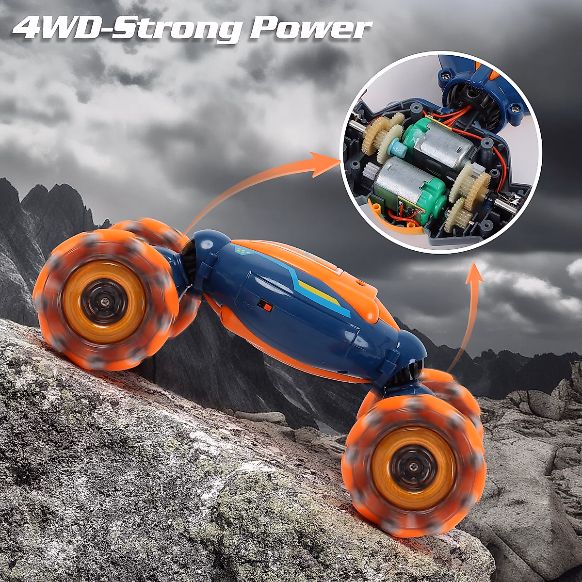 QXHOL Gesture Sensing RC Stunt Car - Boys Toys Age 6-8-12, 4WD Hand Controlled Remote Control Twist Car with Light & Music, Cool Birthday Presents and Ideas Gifts for Kids Age 7 9 10 11 12 Years Old