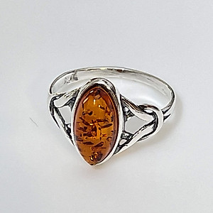 Natural Baltic Cognac Amber and Sterling Silver Ring, Beautiful Stone Gift, Gift For Her, Woman Jewelry (6)