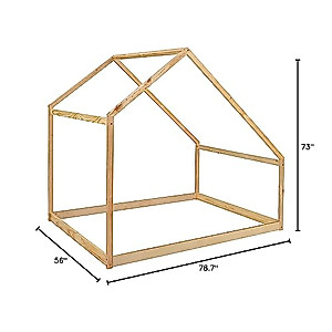 Merax Montessori Bed Wood House Day Bed for Kids Toddlers No Box Spring Needed Natural