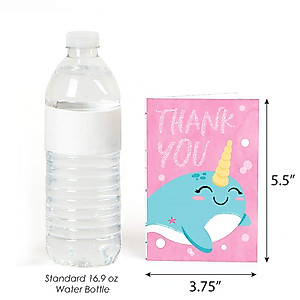 Big Dot of Happiness Narwhal Girl - Under The Sea Baby Shower or Birthday Party Thank You Cards (8 count)