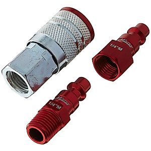Milton "ColorFit by Milton Coupler & Plug Kit - (M-Style, Red) - 1/4"" NPT, (3-Piece)" (S-303MKIT)