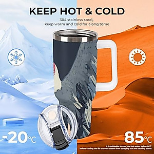 Flying Vulture Large Capacity Insulated Car Cup Travel Coffee Mug 40 Oz Reusable Tumblers with Straw and Lid