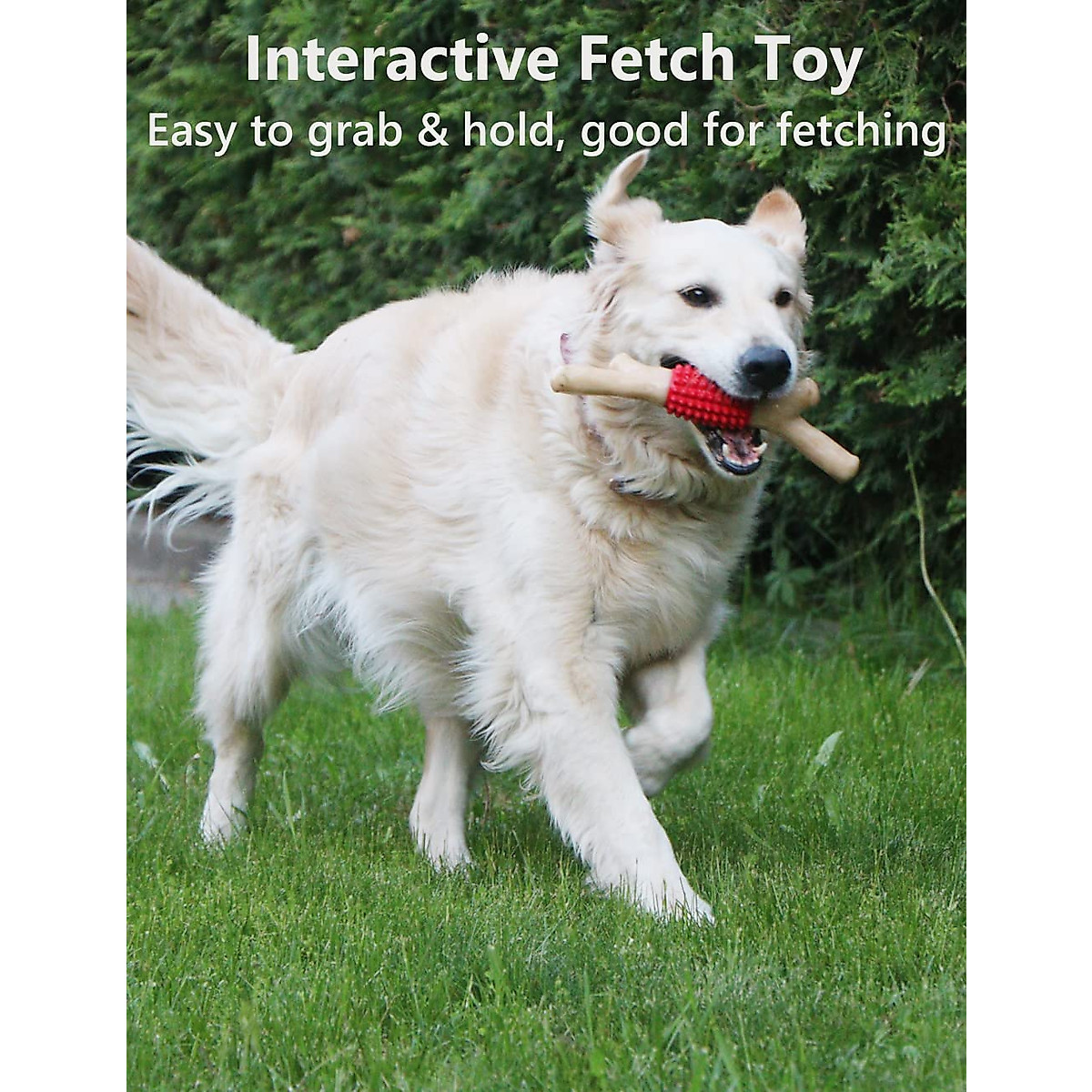 SCHITEC Dog Chew Toy for Aggressive Chewers, Tough Big Nylon & Rubber Teething Stick with Real Bacon Flavor for Large Medium Breed