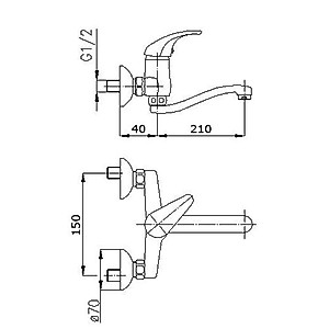 Bathroom Bath/Kitchen Mixer Water Tap Chrome-plated Wall Mounted