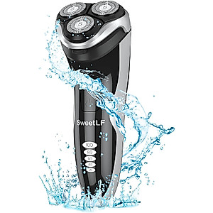 SweetLF Waterproof IPX7 Electric Shaver, Wet & Dry Rotary Shavers for Men, 3D Rechargeable Electric Razor with Pop-up Trimmer
