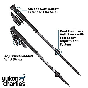 Yukon Charlie's Carbon Lite Trekking Poles, Fast Lock Adjustment System, Trekking and Snow Baskets Included
