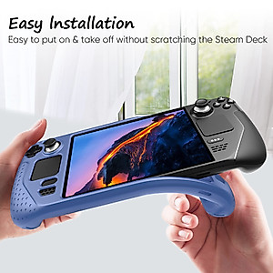 Fintie Silicone Case for Steam Deck - Soft [Anti-Slip] [Shockproof] Protective Cover, Drop Protection Case for Steam Deck (Navy)