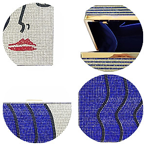 WIGUYUN Womens Full Rhinesrone Clutch Handbag Sparkling Evening Bag Glitter Wedding Bridal Purse,Blue