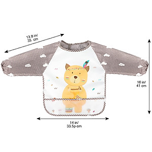 Accmor 5 Pack Long Sleeve Baby Bibs, Waterproof Sleeved Bibs for Eating Feeding, Toddler Baby Girls Boys Smock Bibs for 6-36 Months