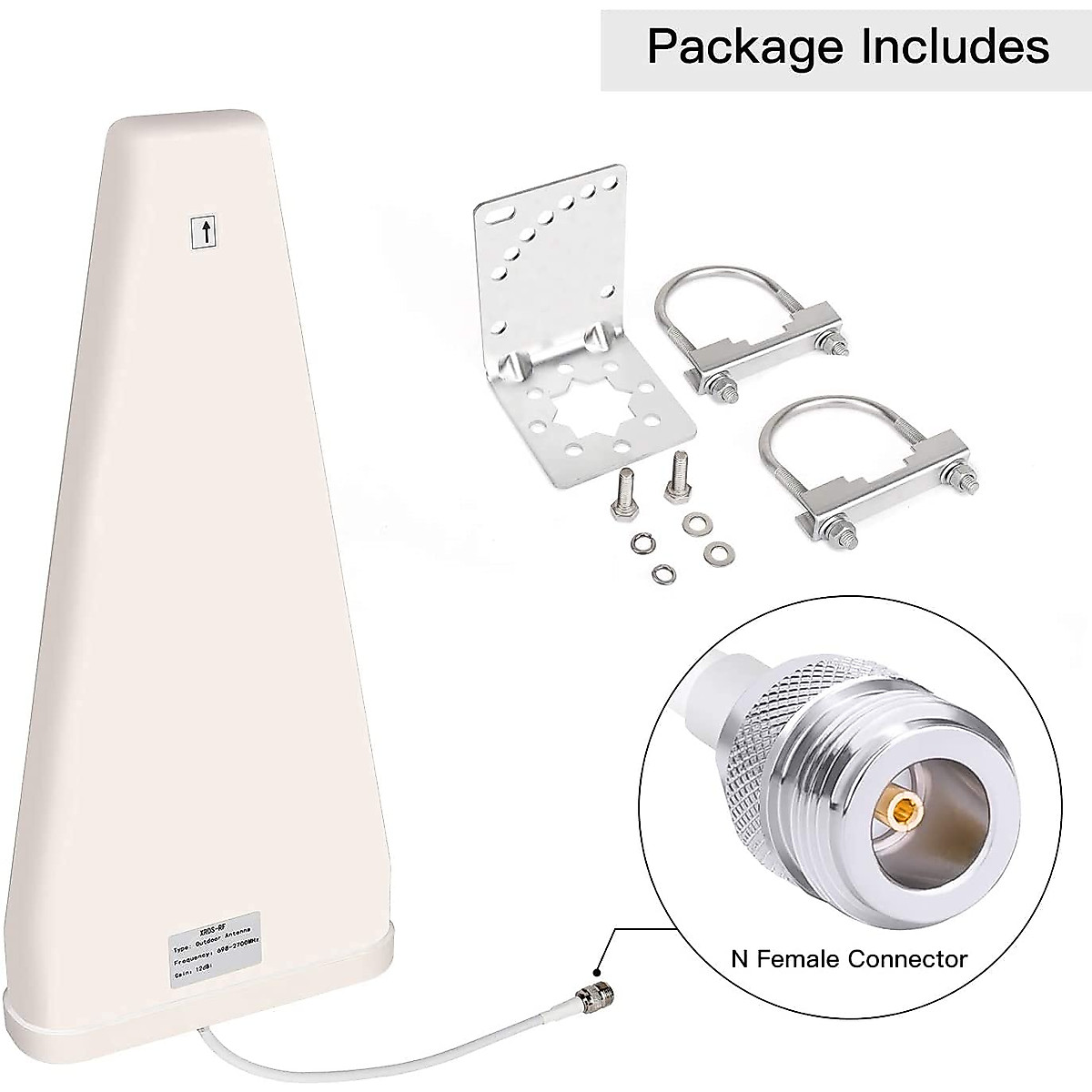 XRDS-RF 12 dBi Wideband Directional Antenna 4G/5G/LTE/Wi-Fi Universal Fixed Mount Outdoor High Gain Lte Antenna (698-5800 MHz)