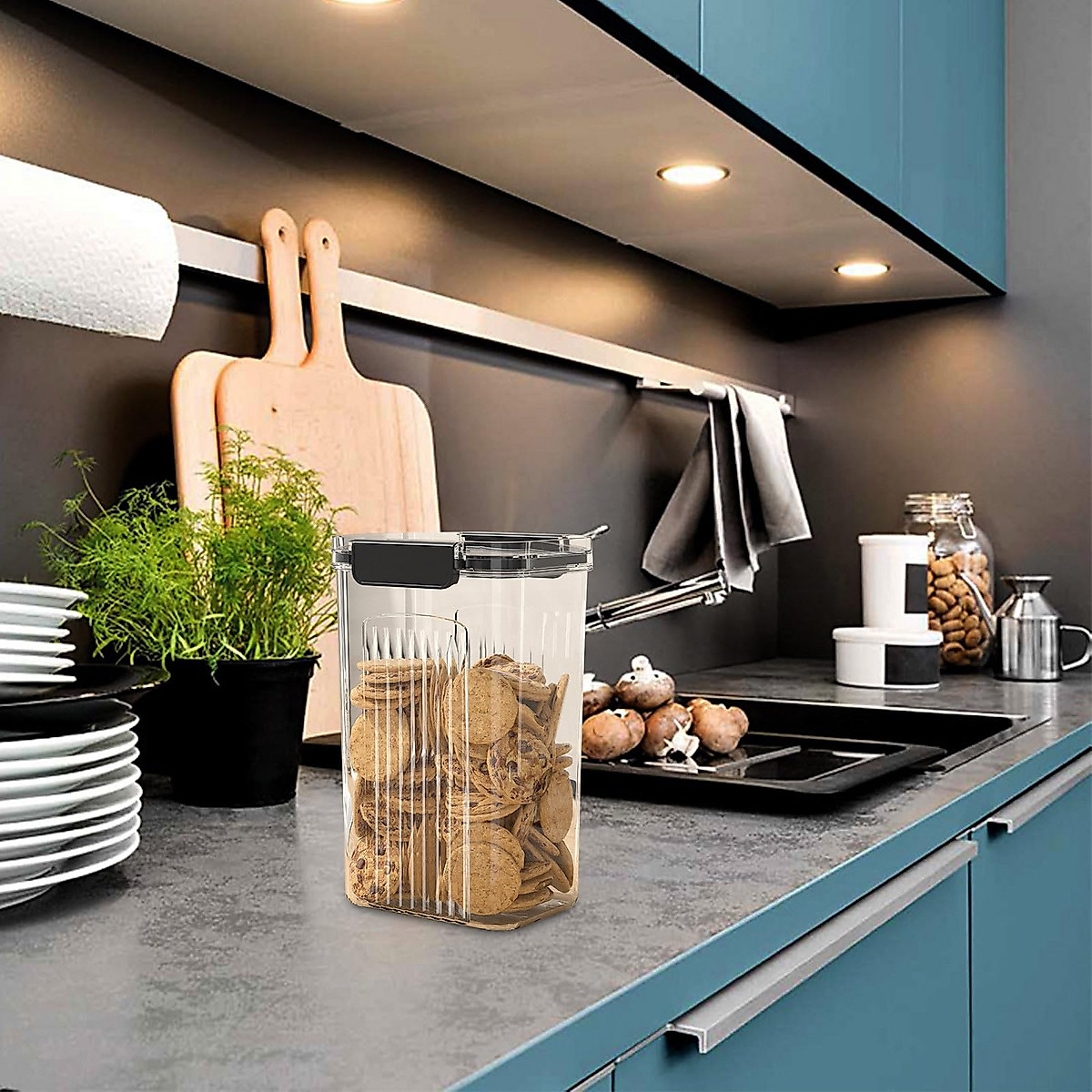 Food Storage Containers Set with Lids BPA Free Plastic Dry Food for Kitchen Pantry Plastic Leak-proof for Organizing Flour Sugar Rice Cereal Spaghetti Baking Supplies Easy Pouring Lid