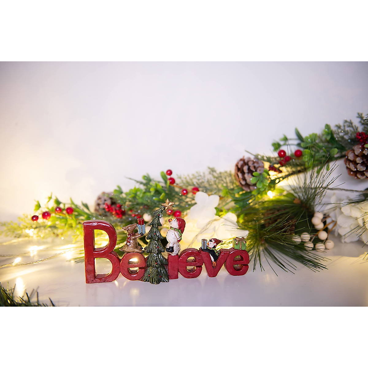 Newman House Studio Believe Sign Christmas Decor Tabletop - Christmas Holiday Figurine Christmas Decorations 8.5 * 1.5 * 4 Inch