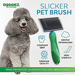 Doggiez Pet Supplies - Large Slicker Brush for Dogs & Cats - Grooming Dog Brush for Shedding Hair, Fur - Comb for Grooming Long Haired & Short Haired Dogs - Cat Brush - Goldendoodles Deshedding Tool