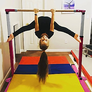 JC-ATHLETICS Gymnastic Kip Bar,Kids Girls Junior Ages 3-15,3' to 5' Adjustable Height,Home Gym Equipment,Home Training,1-4 Levels,260lbs Weight Capacity
