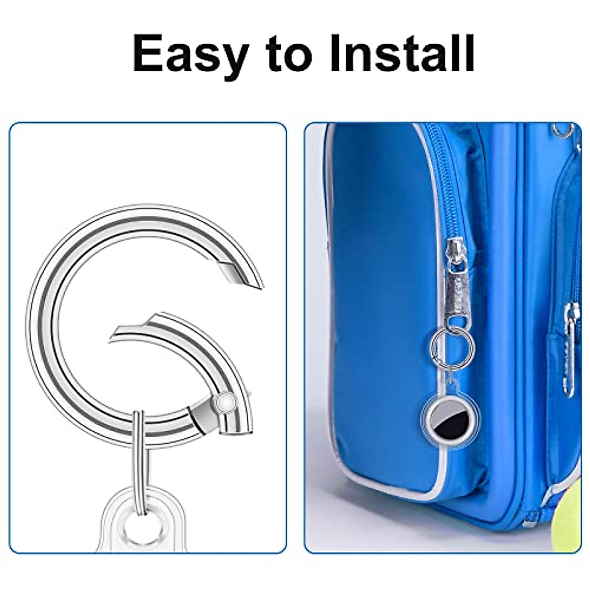 Mouzor 2 Pack AirTag Keychain Holder Case, Waterproof Soft TPU Full Protection Shockproof Air Tag Holder Cover for Kids, Children, Luggage, Keys, Cat, Dog Collar Tracker Key Ring (Clear+Black)