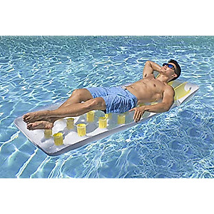 Poolmaster 83356 French Pocket Swimming Pool Mattress, Pink, Blue or Yellow