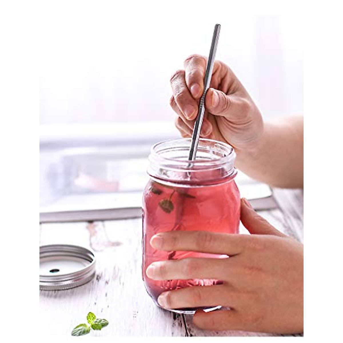 Set of 10 Stainless Steel Straws, HuaQi Straight Reusable Drinking Straws 10.5'' Long 0.24‘’ Dia for 30 oz Tumbler and 20 oz Tumbler, 2 Cleaning Brush Included (10 Straight Straws + 2 Brushes）