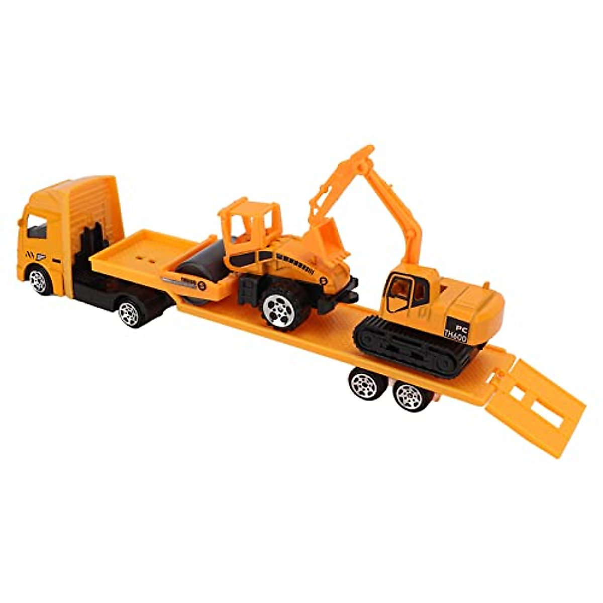 JIJO 4PCS Mini Alloy Construction Trucks Set 1:64 Carrier Truck Engineering Trailer Car Toys for Age 3+ Mini Alloy Construction