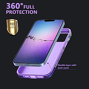 Rancase Compatible with iPhone 13 Pro Max Case with Ring Stand [360°Rotatable Ring Holder] Durable Marble Shockproof Kickstand TPU Slim Bumper Girls Case for iPhone 13 Pro Max 6.7 inch,Purple
