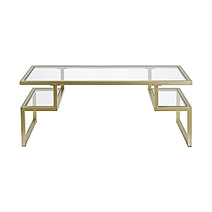 Zander 45'' Wide Rectangular Coffee Table in Brass