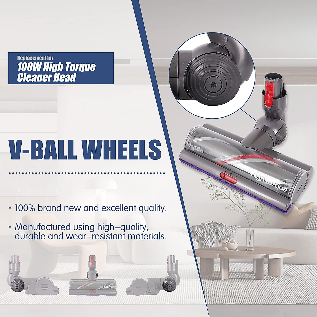 Upgraded Ball Wheel Replacement for Dyson Outsize V11 V15 Gen5 Cyclone V10 Animal Vacuum Cleaner 100W High Torque Cleaner Head Wheels Replacement Parts, for 970100-05 969331-01 Attachment