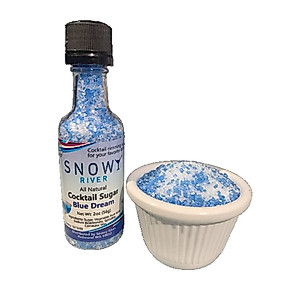Snowy River Cocktail Sugar Rimmer Mixed Blends - All Natural Cocktail Decorating Sugar, Cocktail Garnish (Blue Dream, 2oz Bottle)