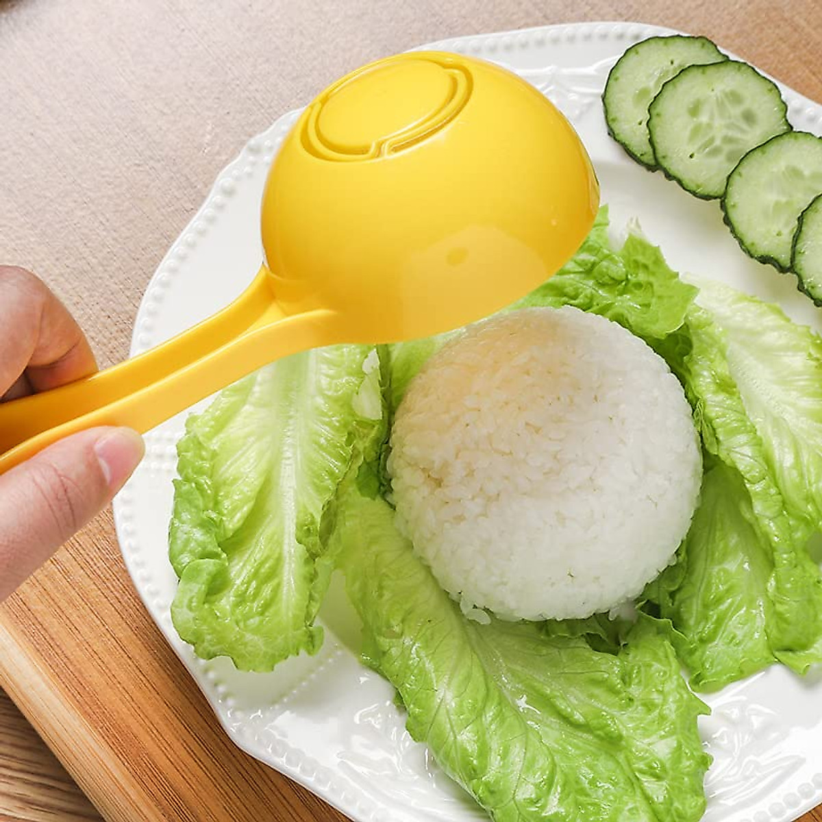 Yellow Rice Paddle Scoop Mold For Rice Ball Making, Non-stick Sushi Mold Rice Ball Scooper Rice Spatula Kitchen Gadge for Home Kitchen Restaurant Serving Spoon for Rice Making Home and Kitchen