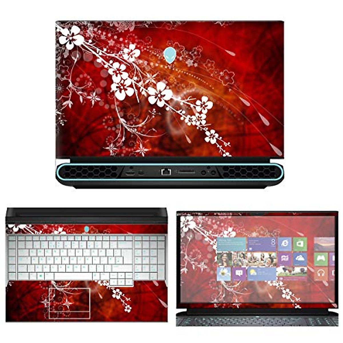 Decalrus - Protective Decal Floral Skin Sticker for 2019 Alienware Area-51m AWAR51M (17.3" Screen) case Cover wrap ALarea51m_17-100