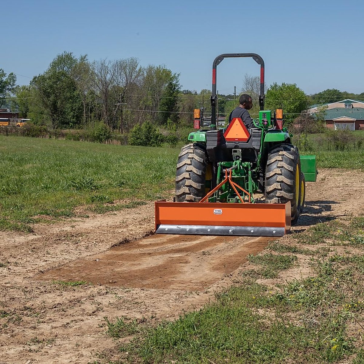 Titan Attachments 3 Point 7FT Rear Box Blade Scraper Grader, Category 0 and 1 Hitch Tractor Attachment, 7 Scarifier Teeth, Reversible Cutting Edge