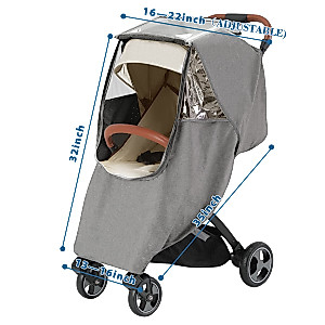 Ingborsa Stroller Rain Cover Universal Size Waterproof Windproof EVA The Weather Shield with Eye Screen