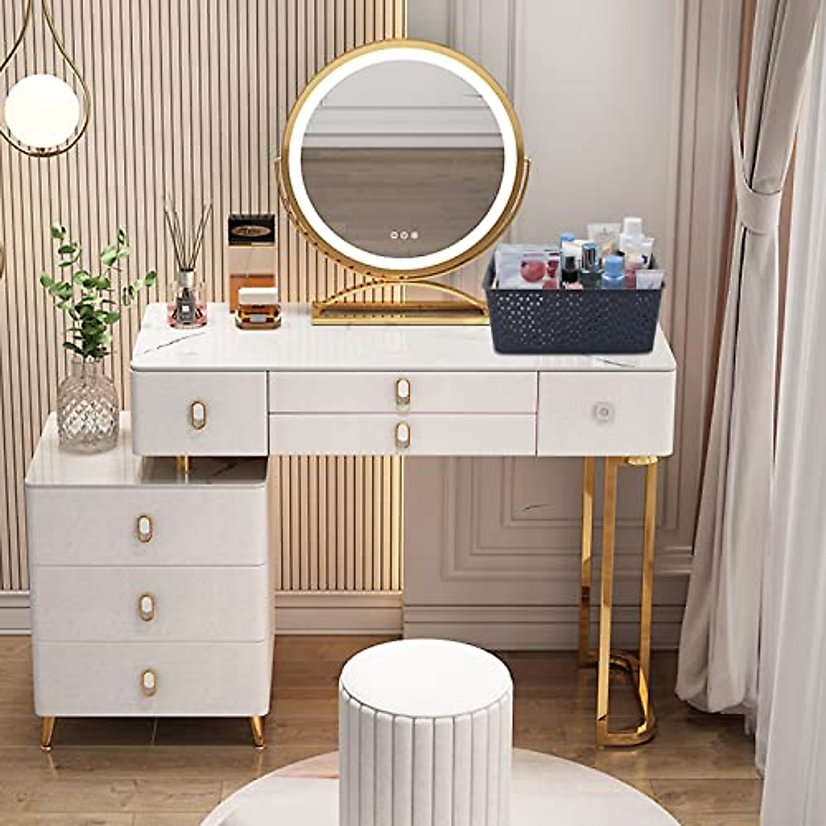 Ggbin Plastic Basket for Organizing, Grey Plastic Basket 8 Quart, Set of 4