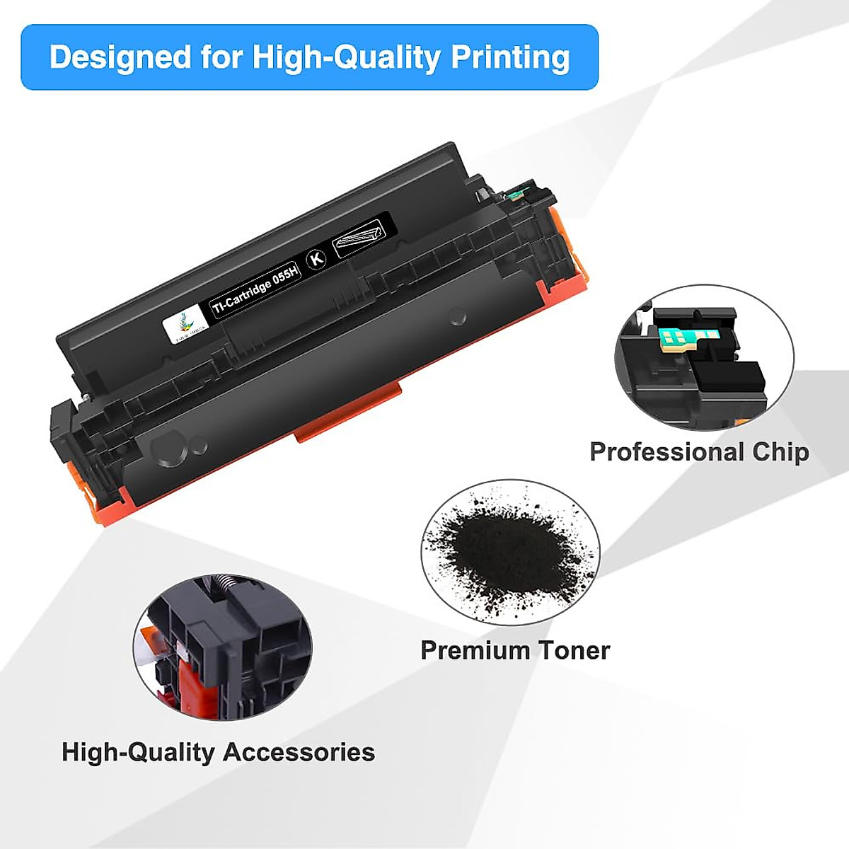 TRUE IMAGE Compatible Toner Cartridge Replacement for Canon 055H 055 Toner Canon Color ImageCLASS MF743Cdw MF741Cdw MF746Cdw MF743 MF740C MF745Cdw LBP664Cdw LBP660C Series Printer (Black, 1-Pack)