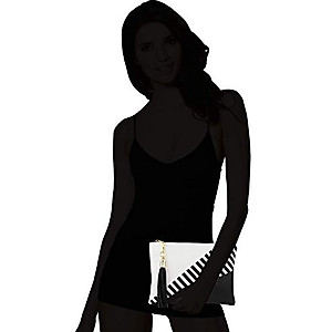 B BRENTANO Vegan Clutch Bag Pouch with Tassel Accent (Black)