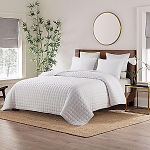 WDCOZY White Queen Size Quilt Bedding Sets with Pillow Shams, Lightweight Soft Bedspread Coverlet, Quilted Blanket Thin Comforter Bed Cover, All Season Summer Spring, 3 Pieces, 90x90 inches