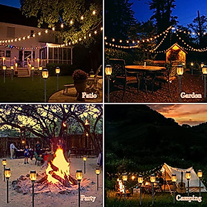 DIKAIDA 6 Pack Solar Lights Torches LED Flickering Flame Outdoor Waterproof Solar Powered Pathway Lights Landscape Lanterns Decoration Lighting Auto On/Off for Garden, Golden (Black)