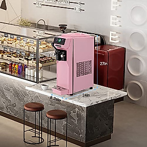 ROVSUN Soft Serve Ice Cream Machine, 4.2 Gal/H Ice Cream Maker Machine with Pre-cooling, 1.32 Gal Tank, LCD Touch Screen, 1050W Soft Serve Machine Countertop for Home, Party, Cafe, Restaurant (Pink)