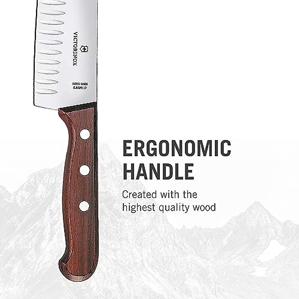 Victorinox 6.9050.17KG Modern Santoku Knife with Granton Blade, 7", Walnut Wood