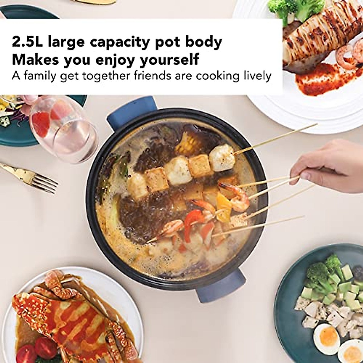 Haofy Household Electric Cooker, 2.5L Large Capacity 800W Electric Cooker for Dorm (US Plug 110V)