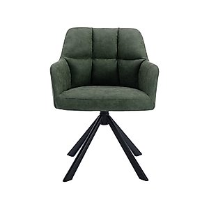 Shunzhi Modern Leather Desk Chair Swirl Office Chair No Wheels Comfy Computer Task Chair Metal Legs Upholstered Accent Arm Chair for Living Room/Bedroom/Small Spaces/Home Office, Green